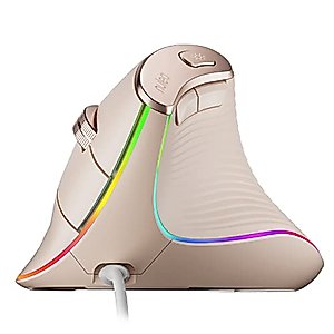 Nulea M504 Wired Vertical Mouse, USB Ergonomic Optical Mouse with 4 Adjustable DPI, 11 RGB Backlight Modes, Compatible for Laptop, PC, Desktop, Mac, Pink
