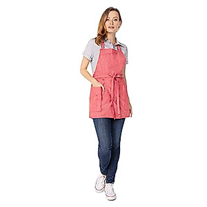 Chef Works Unisex Medford Short Bib Apron, Coral, One Size