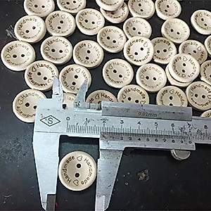 HengKe 100 pcs Wooden Handmade Buttons, Crafts Assorted Buttons Wooden Sewing Buttons, for Sewing Clothing Accessories, DIY Crafting Projects Decorations 20mm