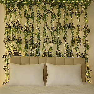 Dolicer Wisteria Artificial Flower Garland 4Pcs Total 24Ft, Artificial Wisteria Garland, White Wisteria Flower Vines, Silk Wisteria Hanging Flowers for Wedding Arch Outdoor Ceremony Garden Porch Decor