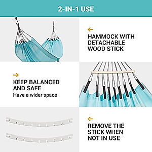 KingCamp Double Mesh Hammock, Camping Hammock Breathable Portable Outdoor/Indoor Hammocks Tree Hammock for Camping Backpacking, Hiking, Backyard, Beach Support to 440lbs with 2 Tree Straps (Cyan)