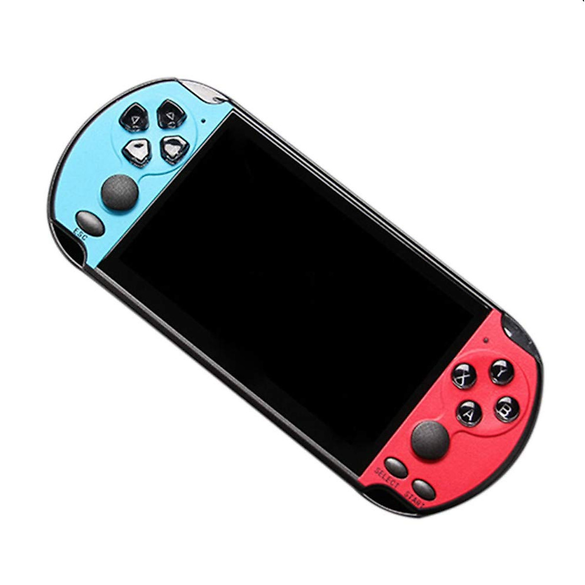 X7 PLUS Handheld Game Console 5.1-inch Dual Joystick Game Console 8GB Built-in 1000 Games Support 32/64/128-bit Video Game Console ( Blue+Red）