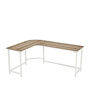 bzbbzc 47 Inches L Shaped Corner Desk,Sturdy Home Office Computer Desk Gaming Desk Writing Table Workstation Space Saving Easy Assembly White