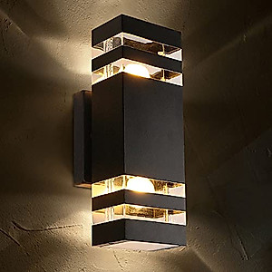 Ankita Outdoor Wall Lights, Exterior Waterproof Wall Sconce Light Fixture, Aluminum Square Up Down Porch Lamps Wall Mount with E26 Base Sockets, Outdoor Lights for House, Patio, Garage