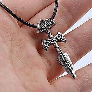 Nichibotsu - Cool Antique Silver Viking Sword Pendant Necklace Amulet of Talos Handmade Pendant