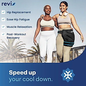 REVIX Extra Large Hip Ice Pack Wrap After Surgery, Reusable Gel Cold Pack for Hip Replacement Recovery, Sciatic Nerve, Cold Therapy Hip Flexor Compression Wrap, Black