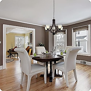 Kira Home Weston 24" Contemporary 5-Light Large Chandelier + Alabaster Glass Shades, Adjustable Chain, Oil Rubbed Bronze Finish