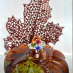 PaulaMax Jewelry Mothers Ring with 3 Birthstones – Custom Engraved Birthstone Ring for Women in Sterling Silver or White Gold – Personalized 3 Heart Birthstones, Size 7