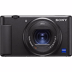 Sony ZV-1 Digital Camera (Black) (DCZV1/B) + 64GB Card + Corel Photo Software + NP-BX1 Battery + Card Reader + LED Light + HDMI Cable + Deluxe Soft Bag + Charger + Flex Tripod + More