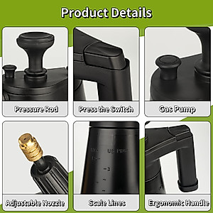 KBCSUN 0.4 Gallon Garden Pump Sprayer with Adjustable Nozzle, Handheld Pressure Sprayer in Lawn and Garden, Car Wash Spray Bottle Plant Water Mister for Indoor Watering Home Cleaning (Black)