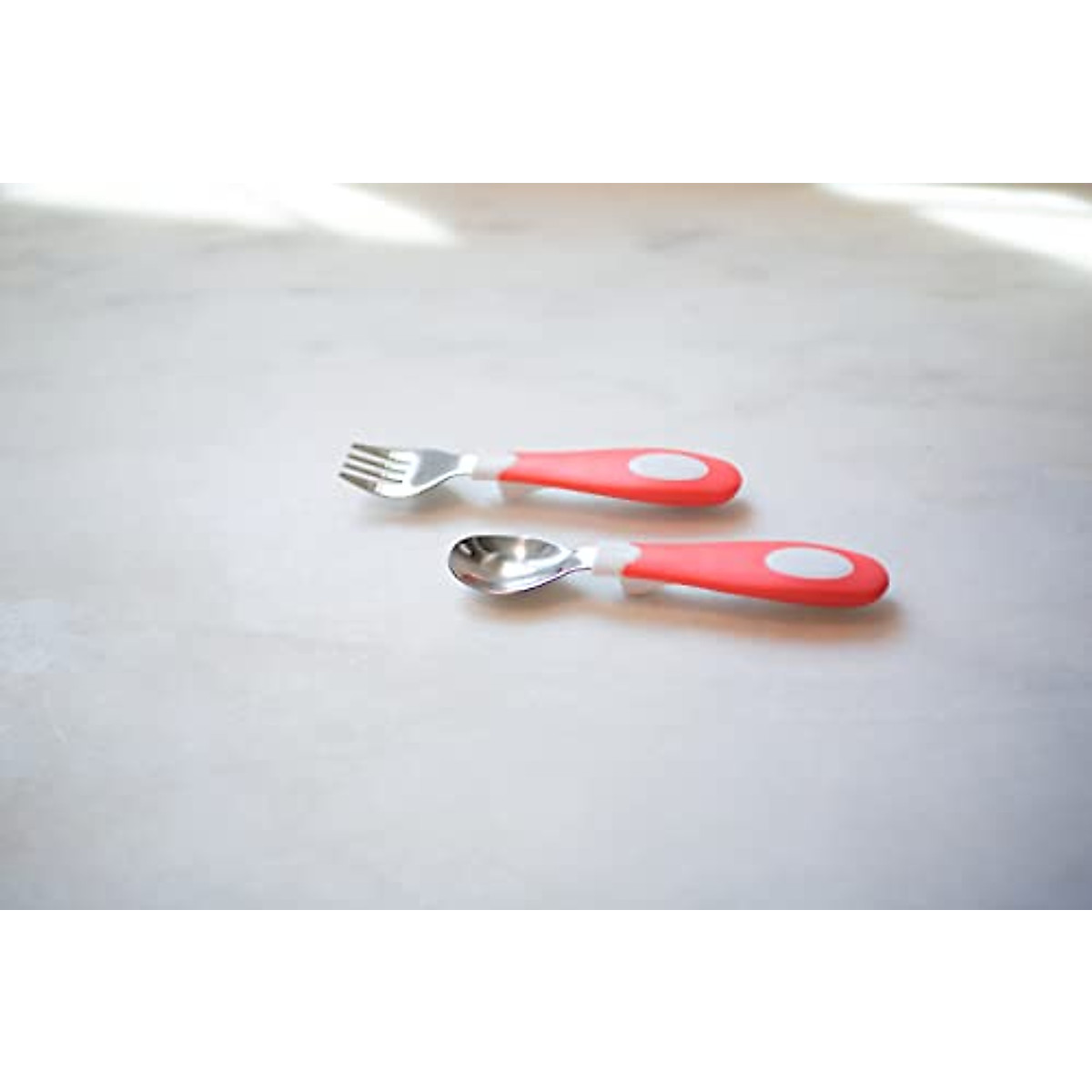 Dr. Brown’s Designed to Nourish Soft-Grip Spoon and Fork Set, Coral (Pack of 2)