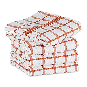 DII Basic Terry Collection Windowpane Dishtowel Set, 16x26, Spice, 4 Count