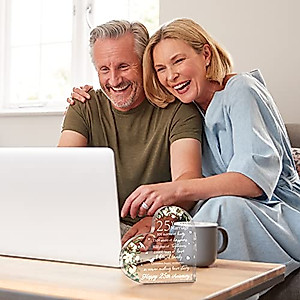 Wedding Gift for Her Years of Marriage Gift for Women Acrylic Heart Marriage Keepsake for Wife Husband Girlfriend Boyfriend (25th Style)