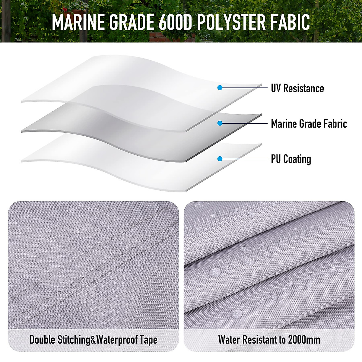 MAROUTE Waterproof 600D Polyester Square Hot Tub Cover Outdoor SPA Covers 85 x 85 x 19 Inch