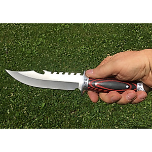 eTradewinds USA Combat Hunting Knife w/Sheath, Pakkawood Handle, & Razor Sharp 420 SS Rust Free Full Tang Fixed Blade (Nylon Sheath) By eT