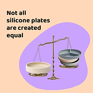 APLAINR Solid Plate, Weighted Baby Toddler Plate, Silicone Plates for Baby, No-Division Kid Plates, Microwave & Dishwasher Safe Silicone Plate for Toddlers, No BPA, Pink Sand