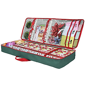 Primode Christmas Gift Wrap Organizer | Wrapping Paper Storage Container Box (37” x 14” x 4”) Constructed of Durable 600D Oxford Material (Black)