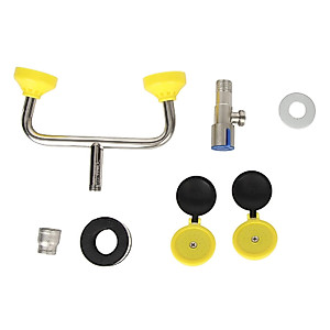 Emergency Eyewash Station Faucet Mounted Eyewash Station, Easy Installation and Reliable, Sturdy Stainless Steel Eyewash with Dust Covers, Wide Applications for Factory