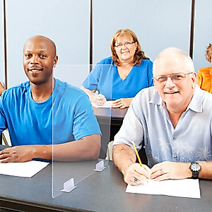 Weysat Counter Desk Sneeze Guard Acrylic Panels Holder Acrylic Desk Divider Partition for Business, Office, School 24 Inch x 16 Inch, Fasten Panels from 1/8 Inch to 1/4 Inch Thick (8 Pcs)