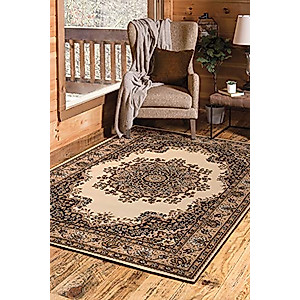 United Weavers Dallas Floral Kirman Area Rug - Ivory, 8x11, Traditional Indoor Floor Rug with Jute Backing