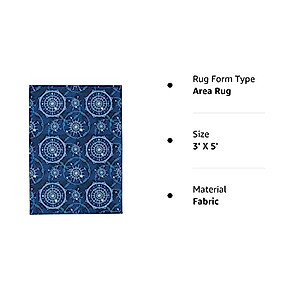 Linon Home Decor Products The Anywhere Washable Rug Velmer Blue & Ivory 3' X 5' Accent Rug