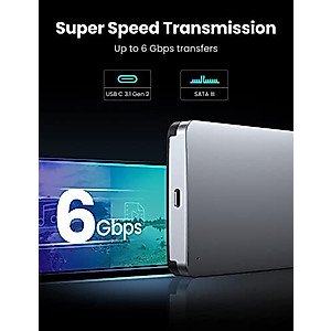 UGREEN USB C Hard Drive Enclosure for 2.5" SATA SSD HDD Aluminum USB C to SATA Adapter USB 3.1 Gen 2 Support UASP SATA III Compatible with MacBook Pro Air WD Seagate Toshiba Samsung Hitachi