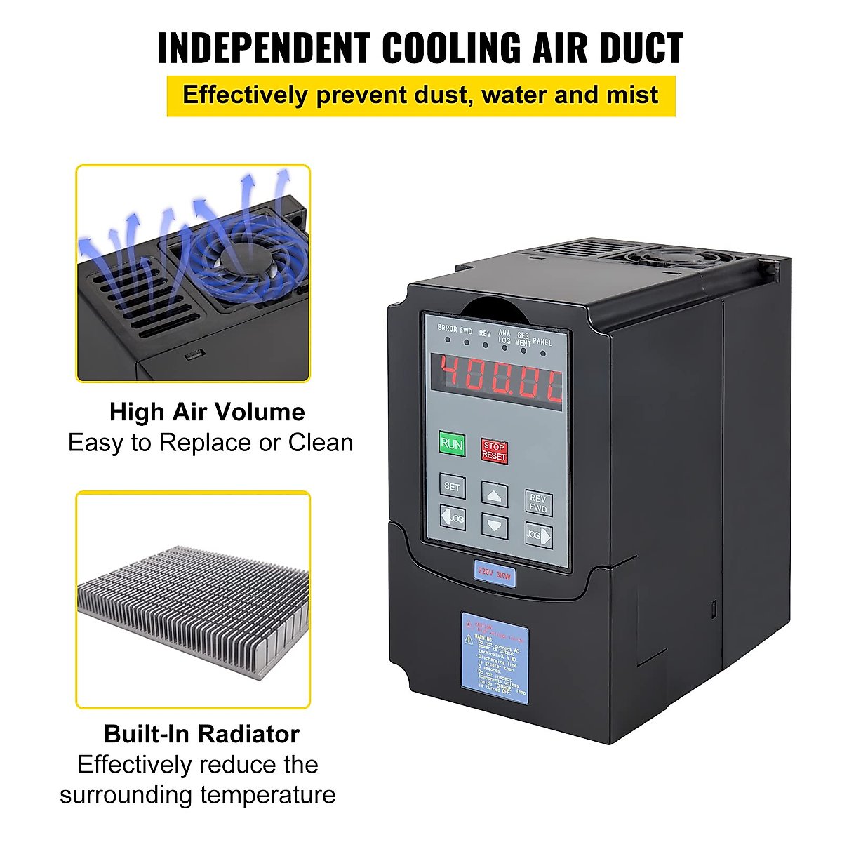 VEVOR VFD 7.5KW,Variable Frequency Drive 35A,CNC VFD Motor Drive Inverter Converter 220V,for Spindle Motor Speed Control (1or 3 Phase Input, 3 Phase Output)