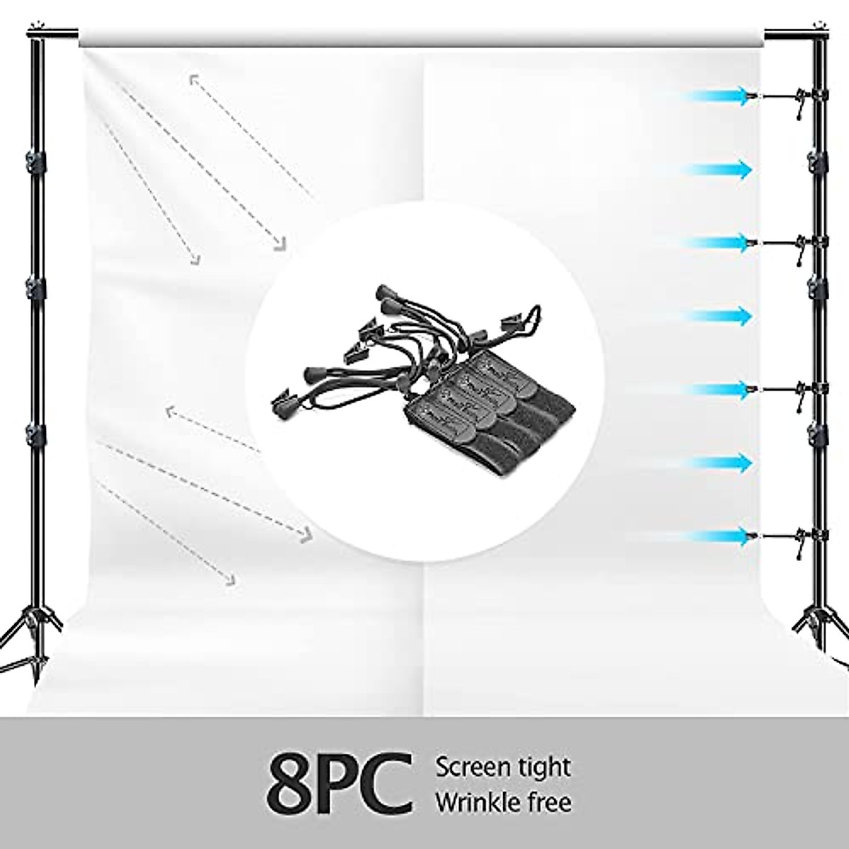 LimoStudio 10 x 9.6 feet Large and Heavy Duty Backdrop Stand with Elastic String Clip, Crossbar Ring Clip, Spring Clamp, Background Support System Kit for Photography, Events, AGG3002