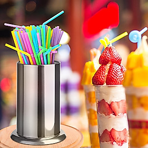 MyLifeUNIT Straw Holder for Counter, Stainless Steel Coffee Stirrers Holder 6.7" x 4.9"(2 pack)