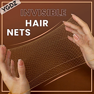 YGDZ 50cm Hair Nets for Buns, 40pcs - Light Coffee Nylon Mesh Hair Accessories for Ballet Girls, Food Service, Sleeping, Wig, Women, Girls, with 40 U Shaped Bobby Pins, Hair Ties