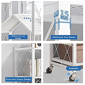 ShanSon Storage Shelves with Wheels 4 Tier Heavy Duty Foldable Metal Rack Storage Shelving Units for Garage Kitchen，White