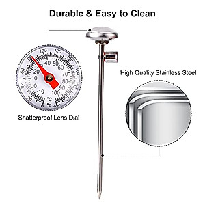 Instant Read Meat Thermometer for Grilling, Hawgiman Cooking Thermometer with 6IN Probe-Food Thermometer for Meat, Milk, Tea, Coffee, Drinks-Instant Read Thermometer