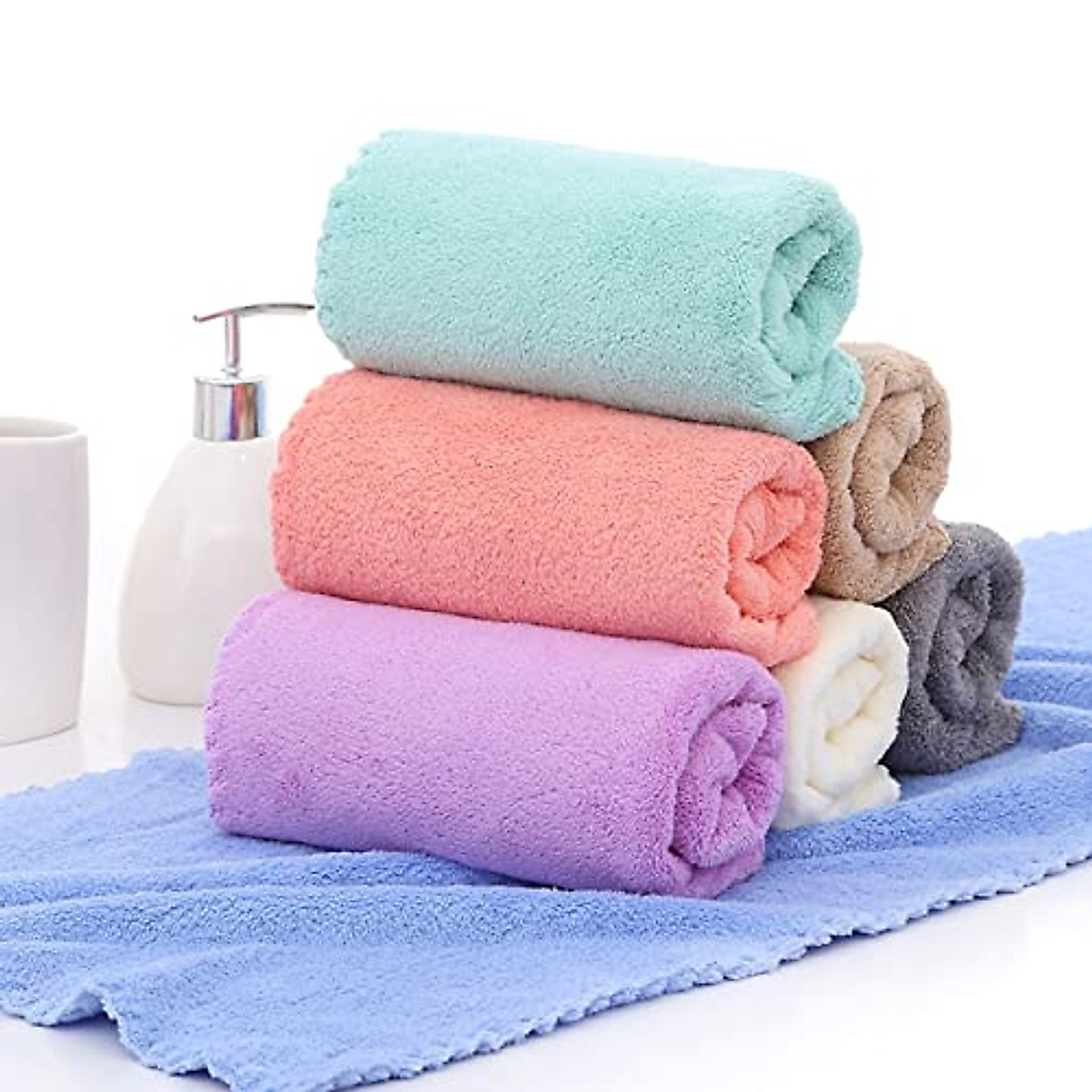Smalibal 35x75cm Face Towel, Superfine Fiber Shower Towels, Bath Towels Hand Towels, Wash Cloth Towel, Face Washcloths for Bath, Hand, Face, Gym and Spa, Home, Office Blue