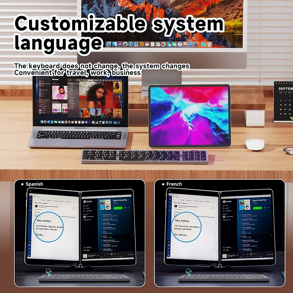 Portable Keyboard for Laptop with Numeric Keypad Foldable Keyboard Bluetooth for Laptop,Rechargeable full Laptop Keyboard Travel Keyboard for Laptop,Tablet,iPad,Phones etc,Up to 90 Days(Gray)