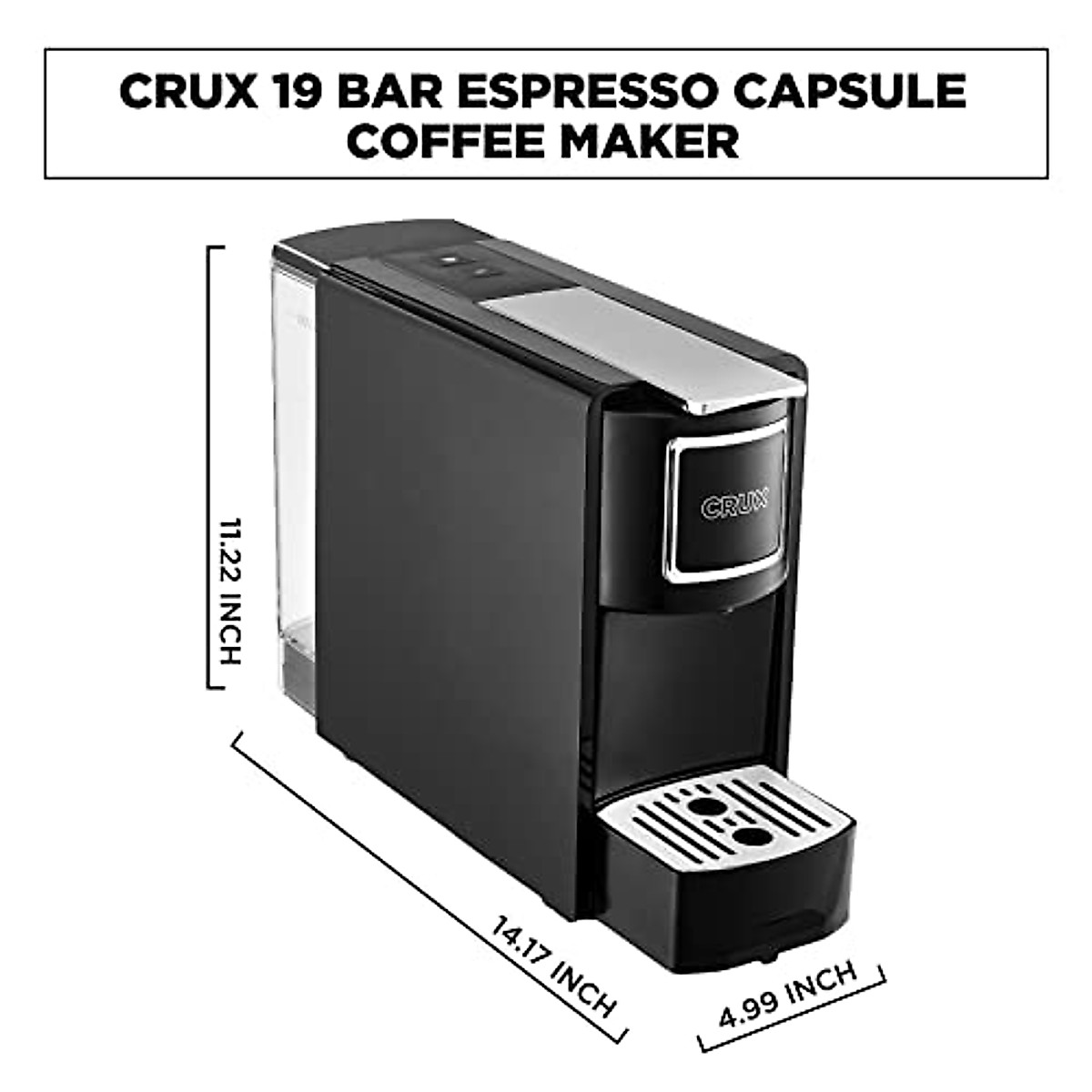 Crux Espresso Capsule Coffee Maker, Black & Silver