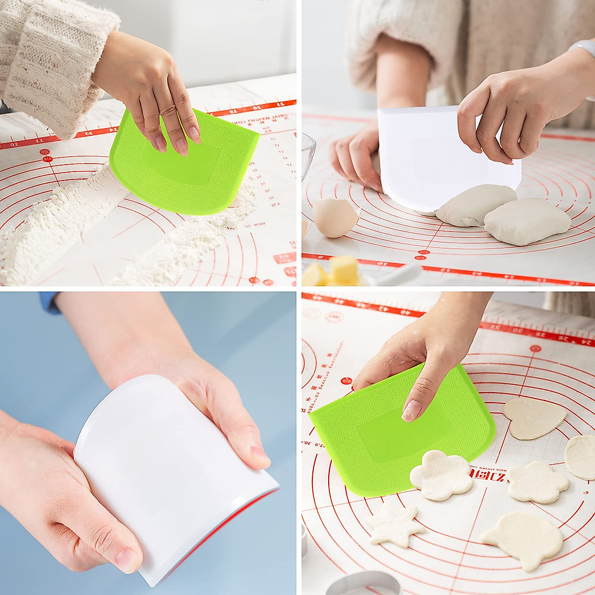 Set of 4, Pastry Brushes and Dough Scraper, findTop Basting Oil Brush with Boar Bristles Wooden Handle Hanging Hole with Extra Dough Scraper for Bread Dough BBQ Sauce Baking Cooking