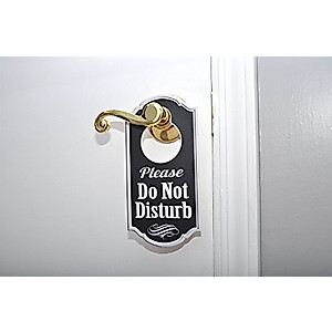 Do Not Disturb Door Hanger Popular for Massage Therapist in Sessions, Nursing or Breast Feeding Moms, Yoga Studio, Bed and Breakfast (Black and Silver)