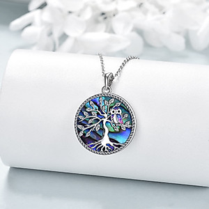 YFN Owl Tree of Life Pendant Necklace Sterling Silver Owl Jewelry Owl Christmas Birthday Gifts for Women