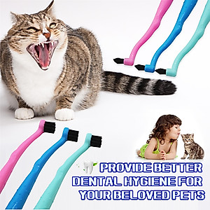 QWloog Magzipo 6 Pcs Dual Sided Cat Toothbrush,Cat Dental Care Tooth Cleaning Supplies for Kitten,Cats