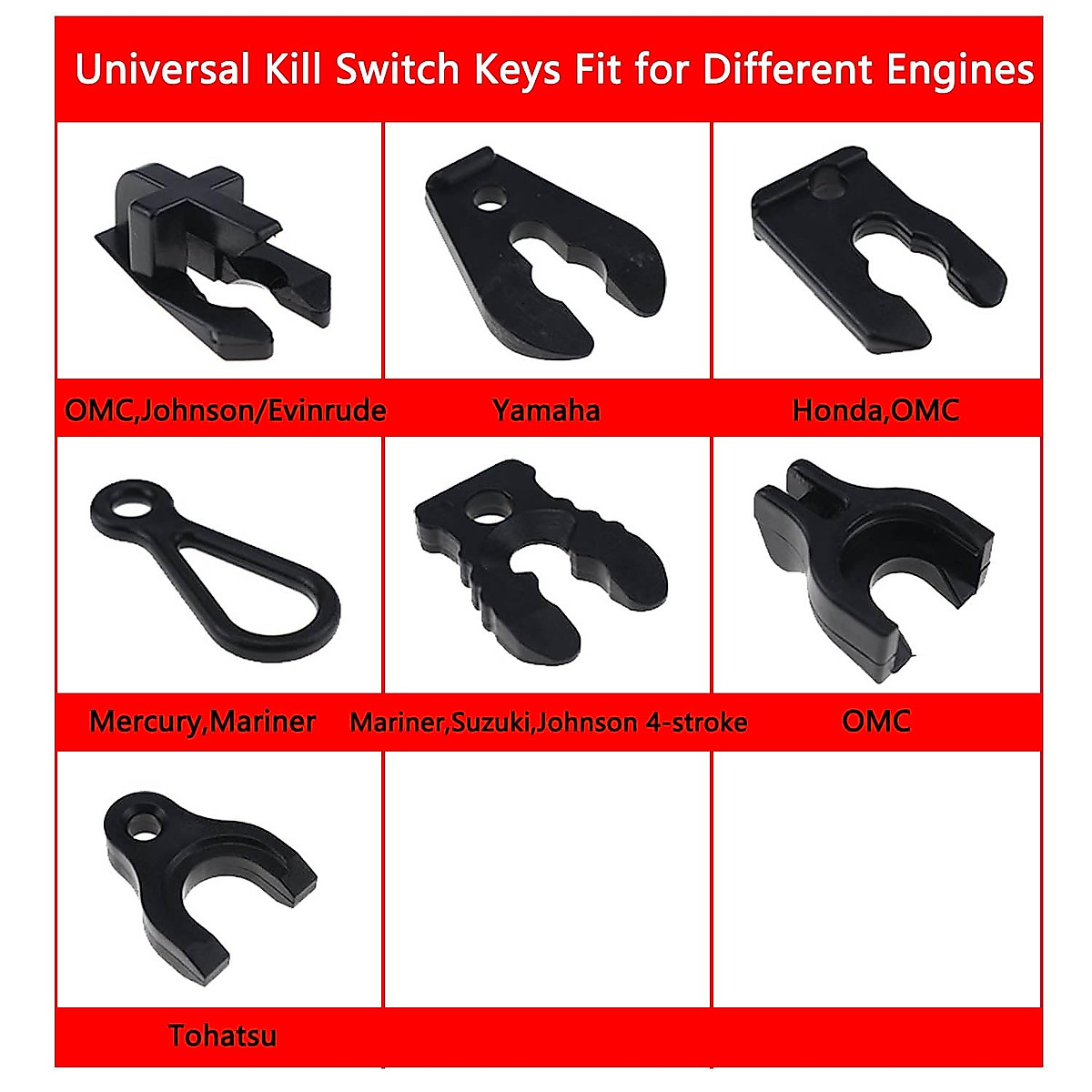 Universal Boat Kill Switch Keys Lanyard, Outboard Jet Ski Cord Tether Siut for Mercury, Yamaha, Honda, Tohatsu, Johnson, Evinrude, Suzuki