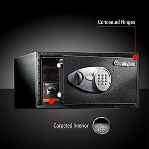 SentrySafe Shelf Safe with Digital Keypad Lock, Steel Safe with Interior Lining and Bolt Down Kit for Money, Jewelry, Documents, 0.98 Cubic Feet, 8.9 x 16.9 x 13.6 Inches, X105