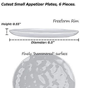 Miicol Porcelain Dessert Plate, 6.5 Inch Appetizer Plates Set of 6, Small Ceramic Serving Plates, Modern Handmade Look Collection Dinnerware, Neutral Grey