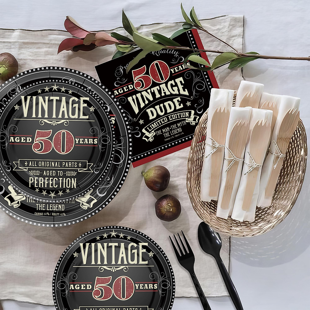 HIPVVILD Vintage 50th Birthday Decorations For Men Tableware - 1974 50th Birthday Plates And Napkins Party Supplies, Plate, Cup, Napkin, 50 Year Old Birthday Table Decorations Dinnerware | Serve 24