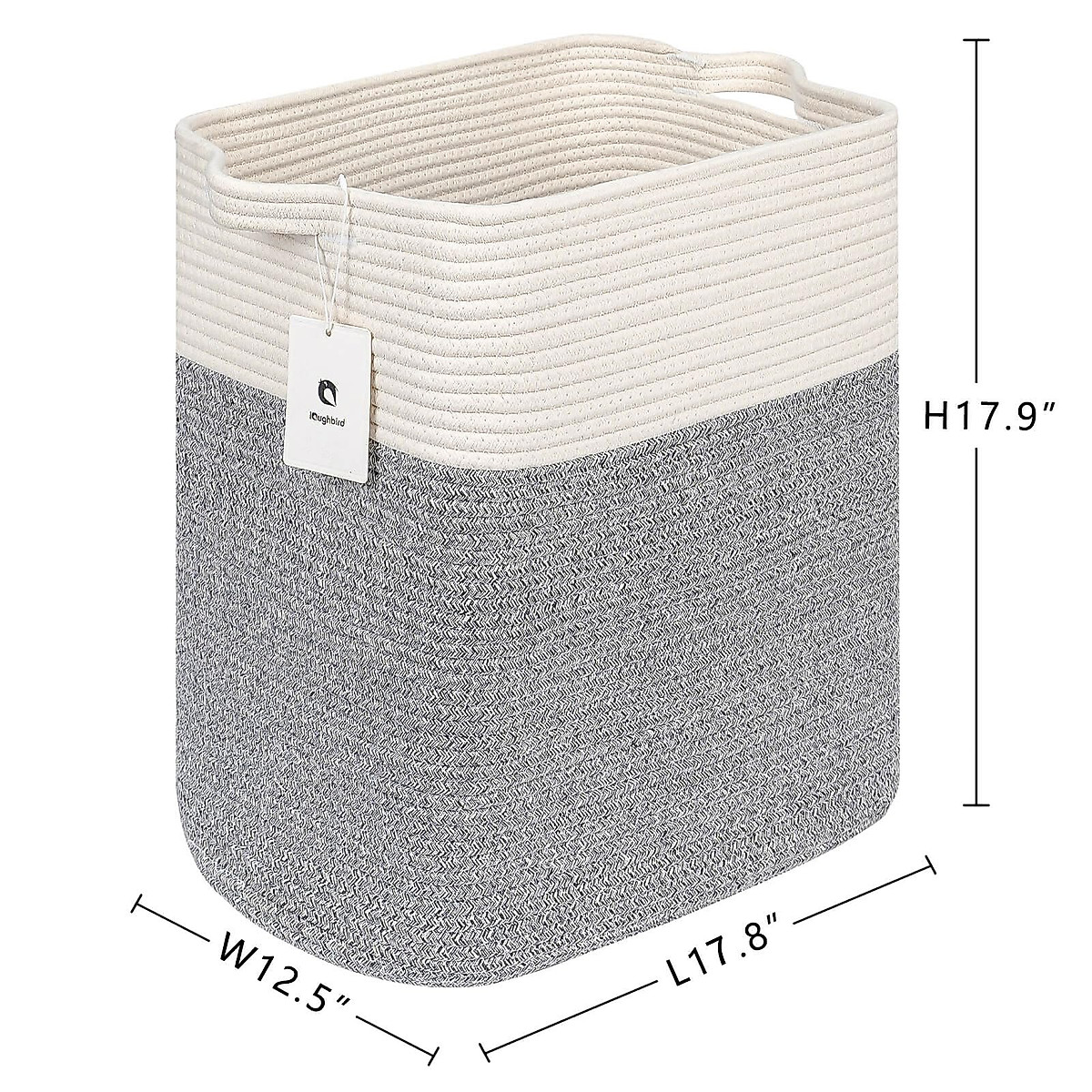 Laughbird Tall Storage Bins Rectangle Basket Cotton Extra Large Toy Storage Hamper Rectangular with Handles,Decorative Blanket Laundry Basket for Living room,Dog Baskets Large Basket for Toys 2 pack