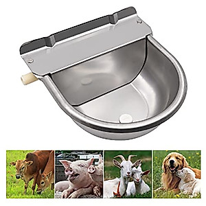 KHEARPSL Automatic Dog Water Bowl Livestock Waterer with Float Valve and Drain Hole, Stainless Steel Water Trough Auto Waterer for Dogs Livestock (Auto Waterer)