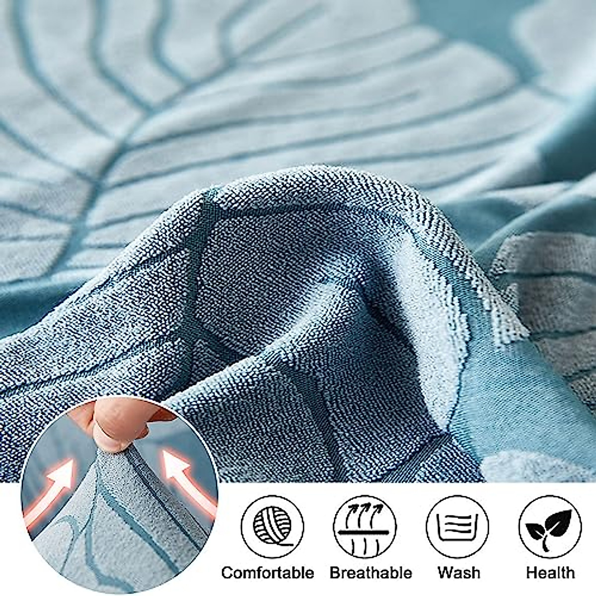 GUYIRT Sofa Slipcovers 3 Seater, Jacquard Couch Sofa Cover, Form Fit Slip Resistant Universal Furniture Protector for Living Room-Blue-4 Seater 235-300cm