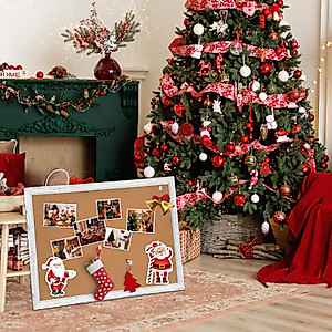 QUEENLINK Cork Board, White Framed Bulletin Board for Wall, 36” x 24” Wall Mounted Vision Board Decorative Poster Board with 10 Push Pins for Home & Office