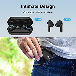 Tecno True Wireless Bluetooth Earbuds Noise Cancelling, ANC Bluetooth Headphone with Microphone and Breathing Light, USB-C Waterproof Earphones with Touch Control for Android iOS, H3 Black
