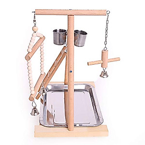 QBLEEV Bird Playground Birdcage Playstand Parrot Play Gym Parakeet Cage Decor Budgie Perch Stand with Feeder Seed Cups Ladder Hanging Swing Chew Toys Conure Macaw Cockatiel Finch Small Animals