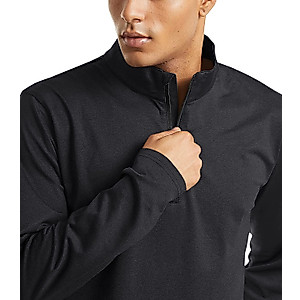 KEFITEVD Athletic Shirts for Men Long Sleeve Athletic Shirts Fleece Lined Golf Shirts Gym Shirts Fitness Shirts Breathable Pullover Shirts Black